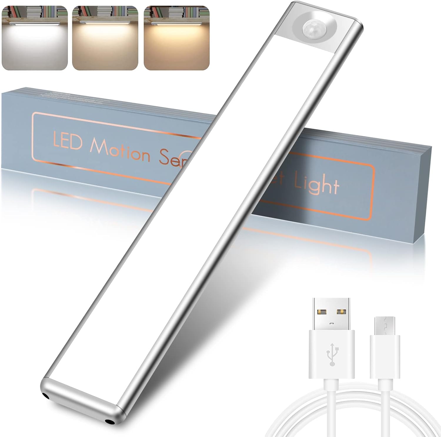 Wireless Under Cabinet Lights, 72 LED Motion Sensor Light Indoor, USB ...
