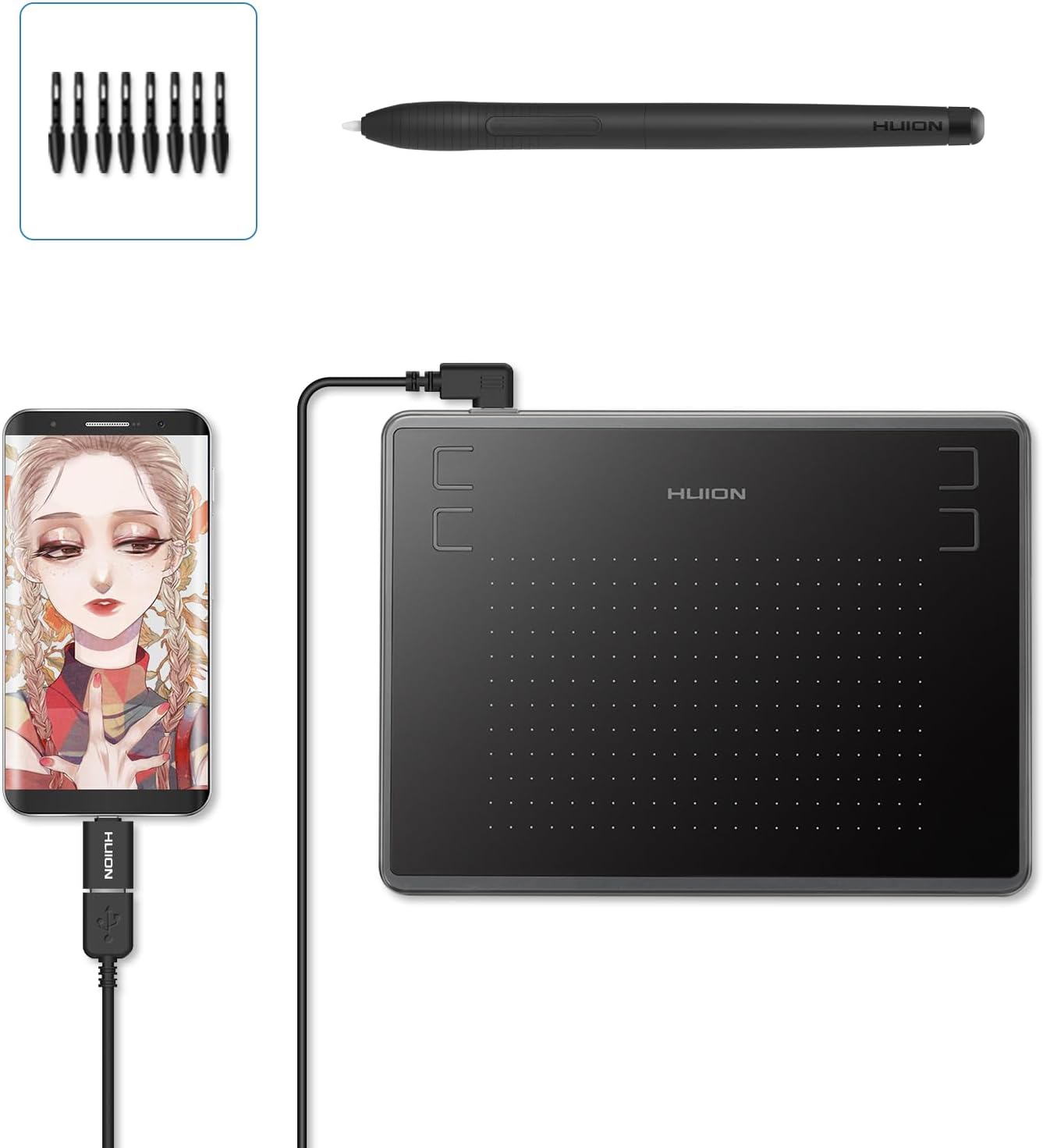 OSU Tablet VEIKK Grafiktablett VK430 4x3 Zoll,Batterielosem Stylus mit ...