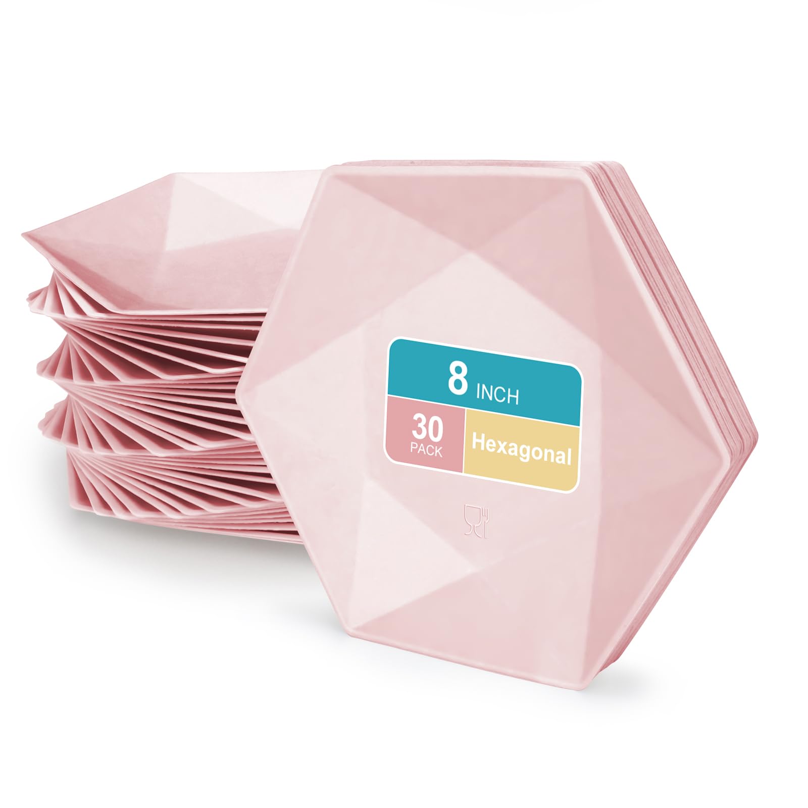 Snapklik.com : 30Pcs 8 Inch Disposable Hexagon Salad Plates ...