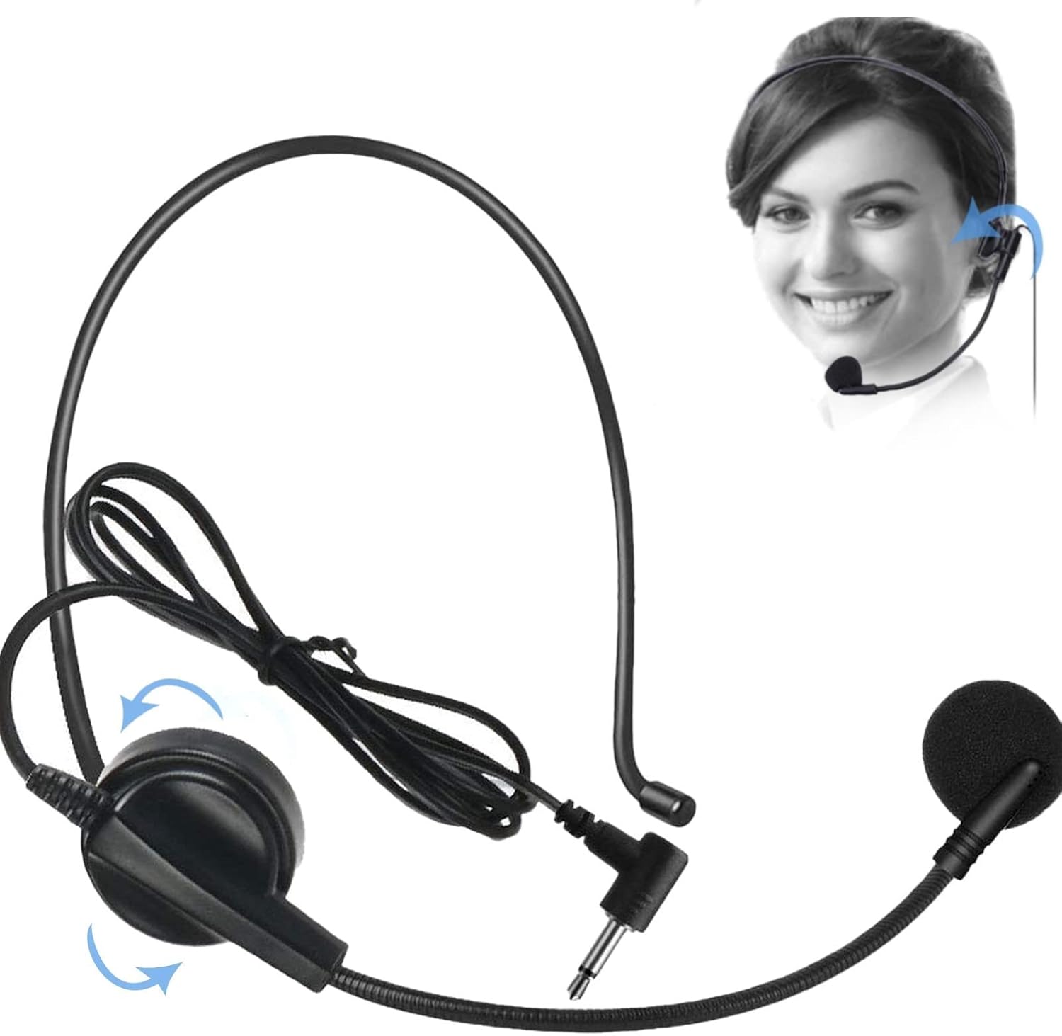 Amazon.com: HUACAM Portable Head-Mounted Headset Condenser Microphone ...