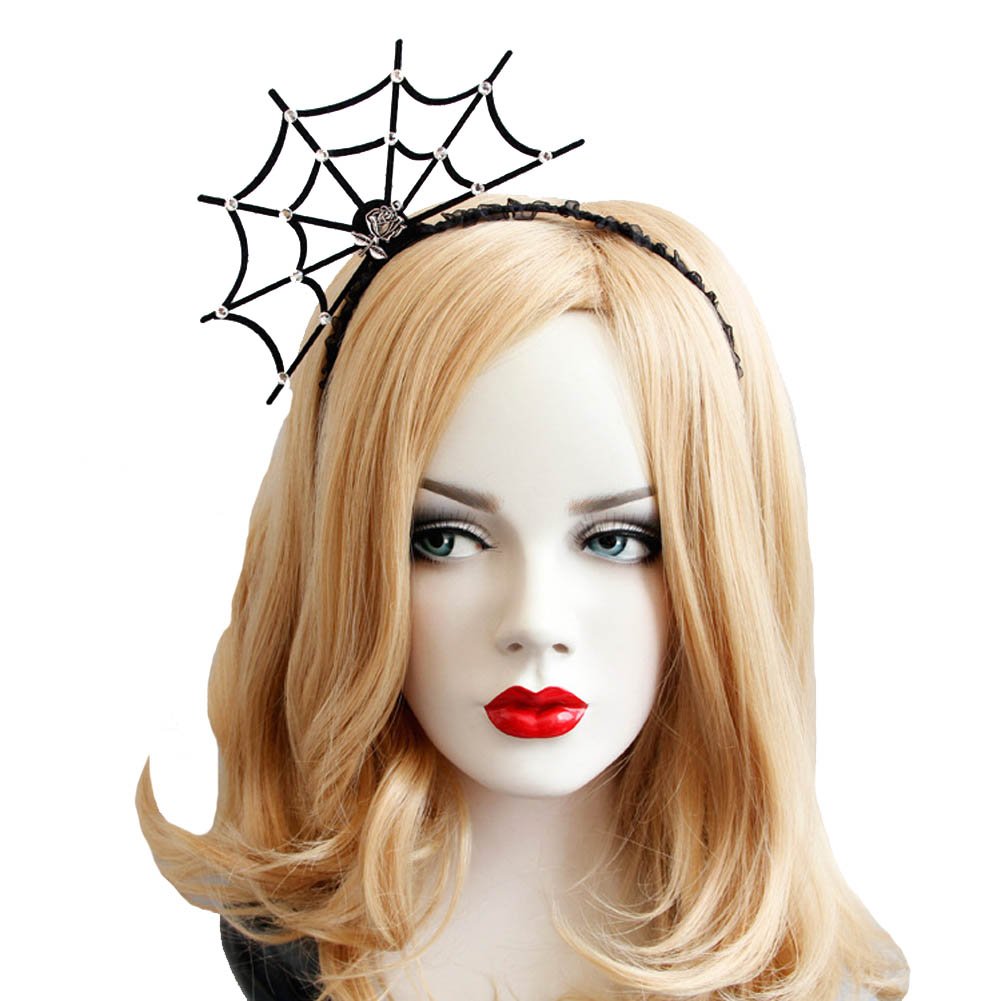 Amazon.com: Urchart Halloween Cosplay Hair Hoop-Spiders Web Headband ...