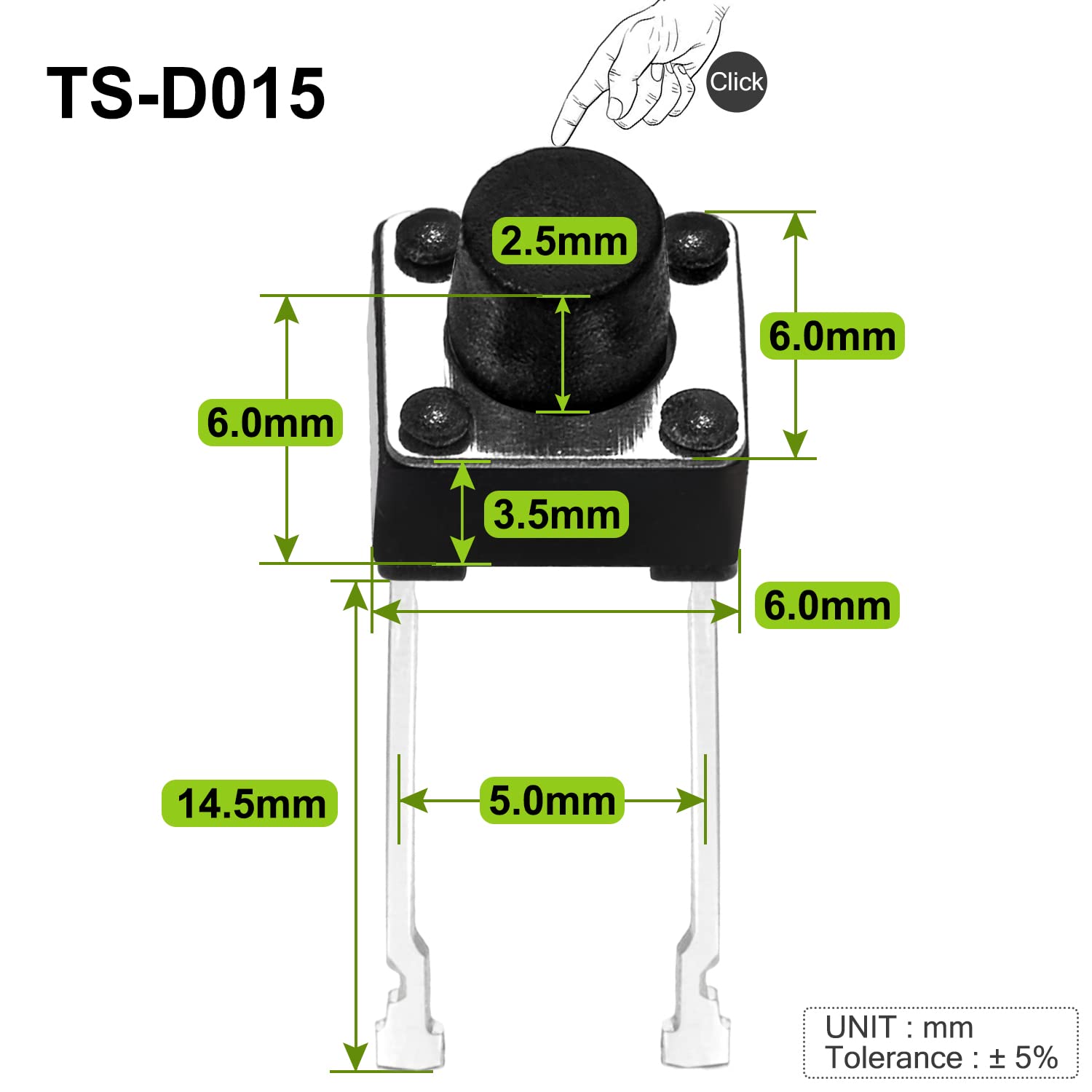 Snapklik.com : Chanzon Tactile Tact Push Button Switch 6x6 X 6mm Micro ...