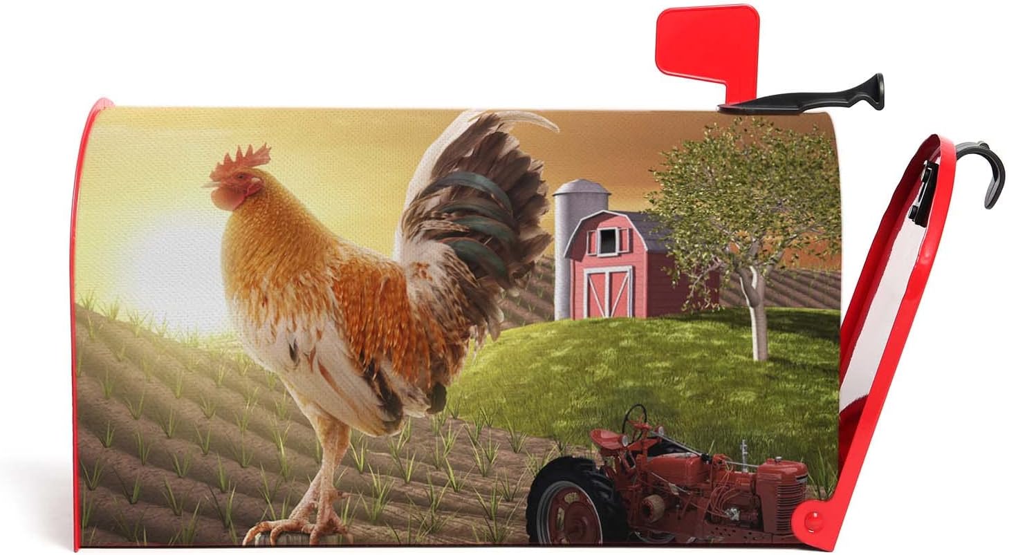 Pznen Perched Rooster Mailbox Wraps Post Letter Box Covers Sun Rises ...