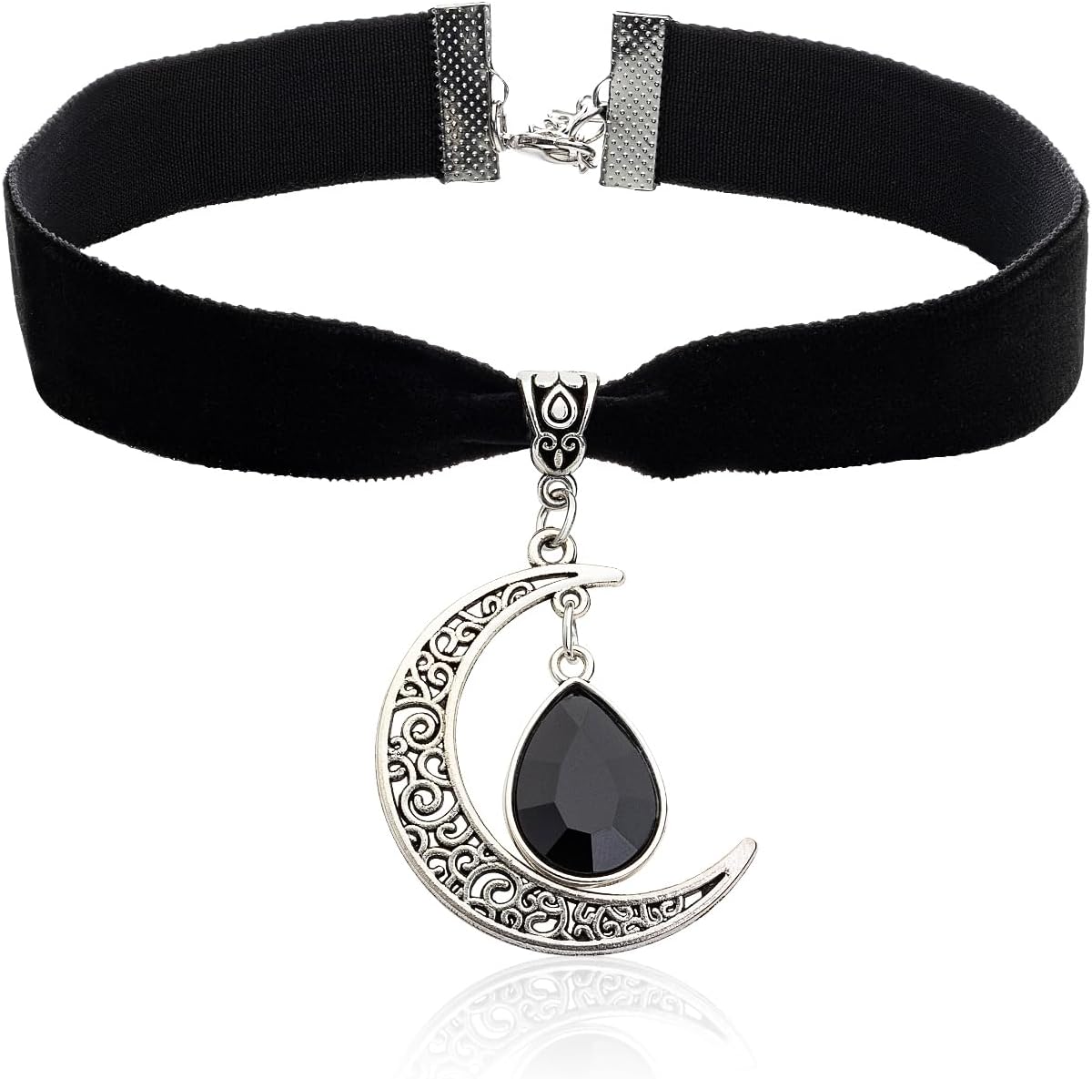 Amazon.com: RareLove Choker Crescent Moon Charm Witch Necklace 18 mm Black Choker Velvet Black ...