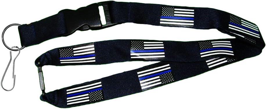 Amazon.com: AES 32" USA American Police Thin Blue Line Lanyard Key ...