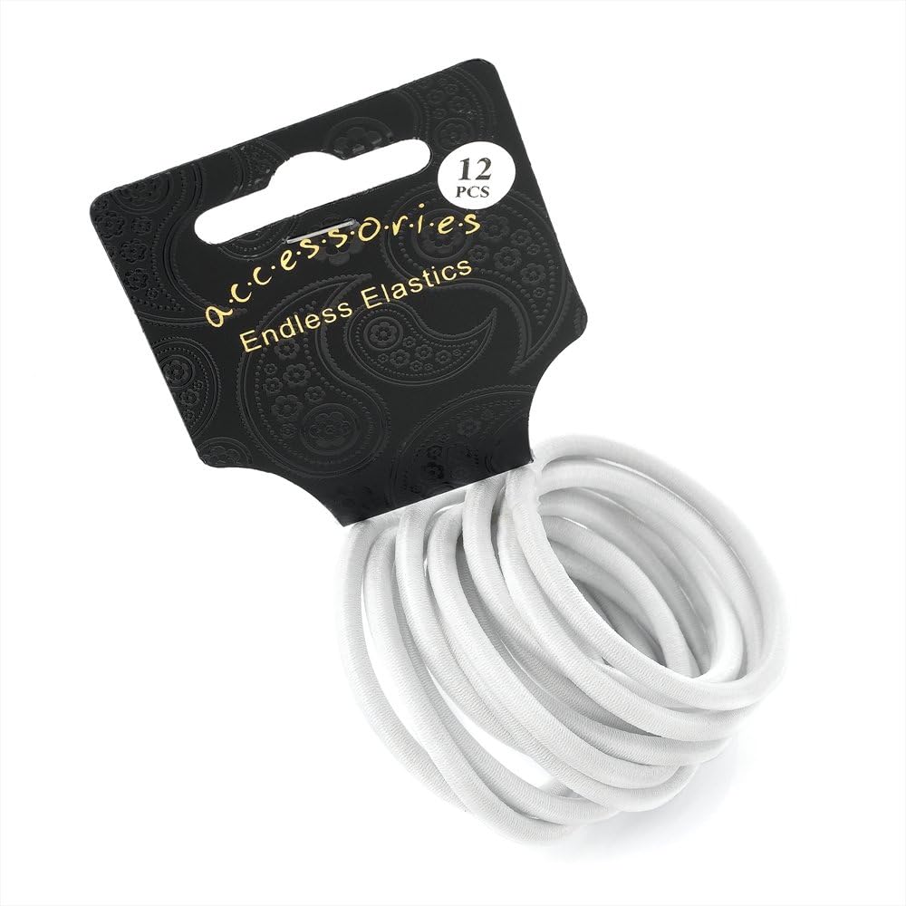 Amazon.com : White Snag Free Endless Hair Elastics Bobbles Bands - Set ...
