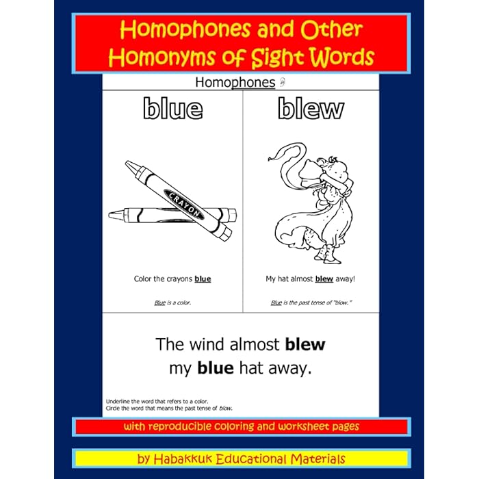 Buy Homophones and Other Homonyms of Sight Words: with reproducible ...
