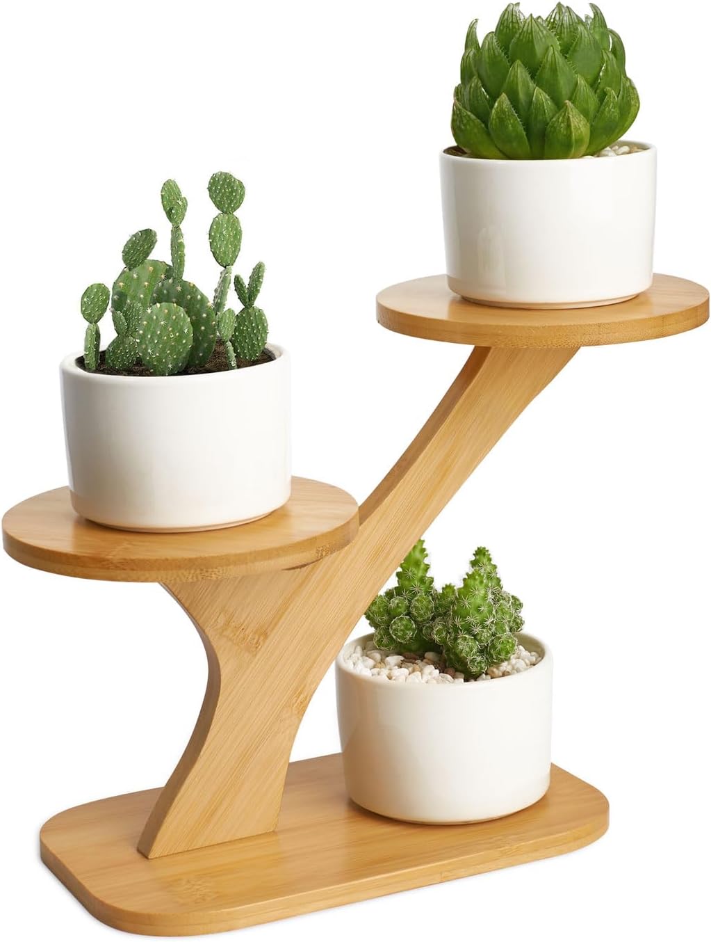 Amazon.com : CRSUSUKJ 2 Tiers Plant Stand Bamboo, Plant Stand Indoor ...