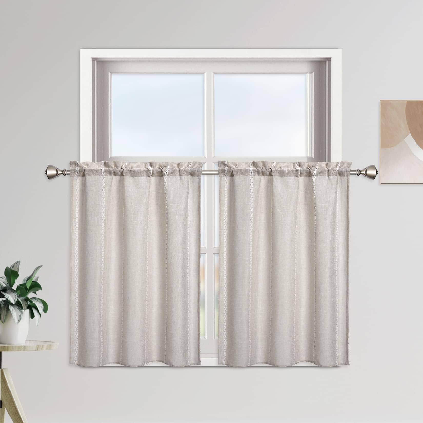 Amazon.com: GlowSol Short Curtains for Living Room Linen Small Kitchen ...