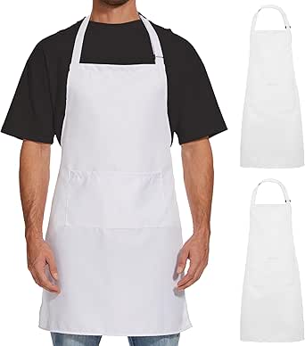 Amazon.com: Will Well Kitchen Apron for Men and Women - Solid ColoWhite ...