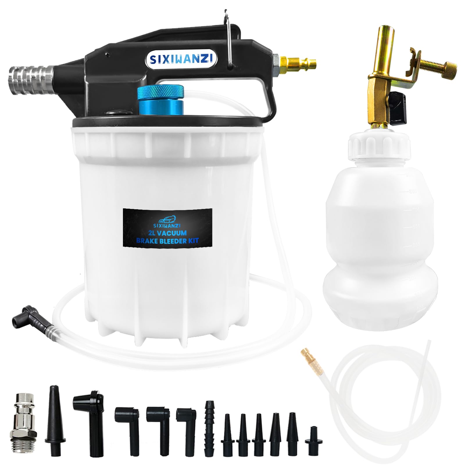 SIXIWANZI 2L Vacuum Brake Bleeder Kit, One Man Fluid Extractor with 12 ...