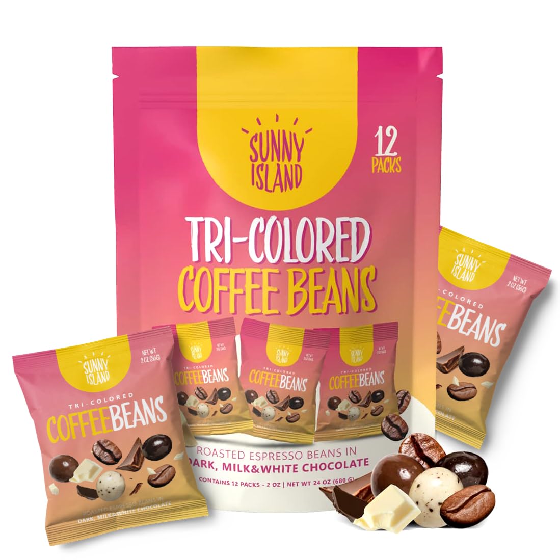 Amazon.com : Chocolate Covered Espresso Coffee Beans Tri-Colored Blend ...