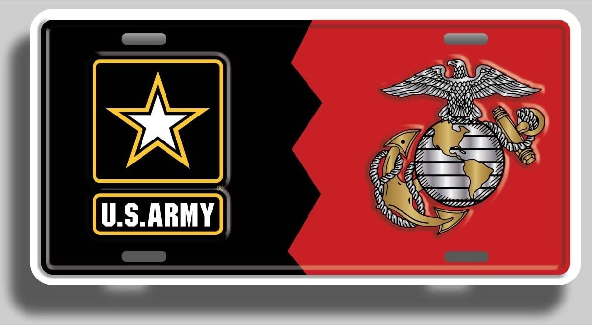 Amazon.com: Army-Marines House Divided Embossed License Plate : Automotive