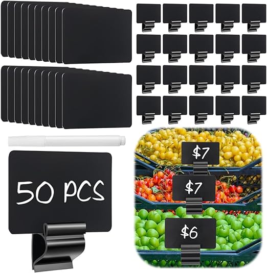 Amazon.com: XXAptube 50 Pcs Black Sign Hold Clip, Plastic Food Label ...