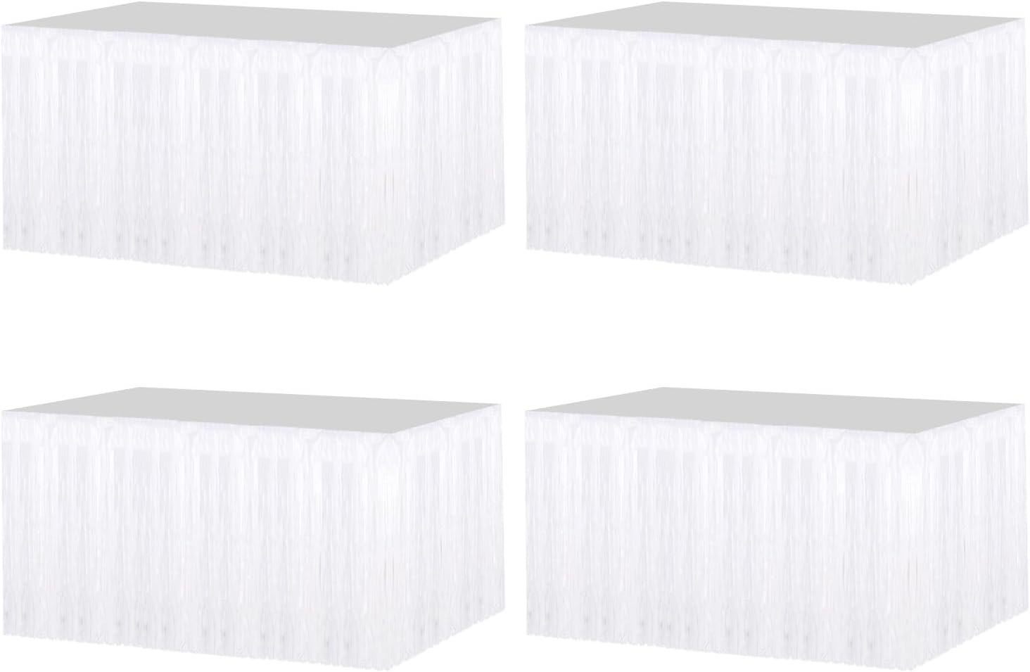 sourcing map 4 Pack 29x108 Inch White Metallic Foil Fringe Tinsel Table ...