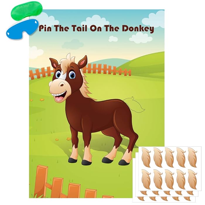 Buy Pin The Tail On The Donkey Party Game With 30 Pcs Tails Large ...
