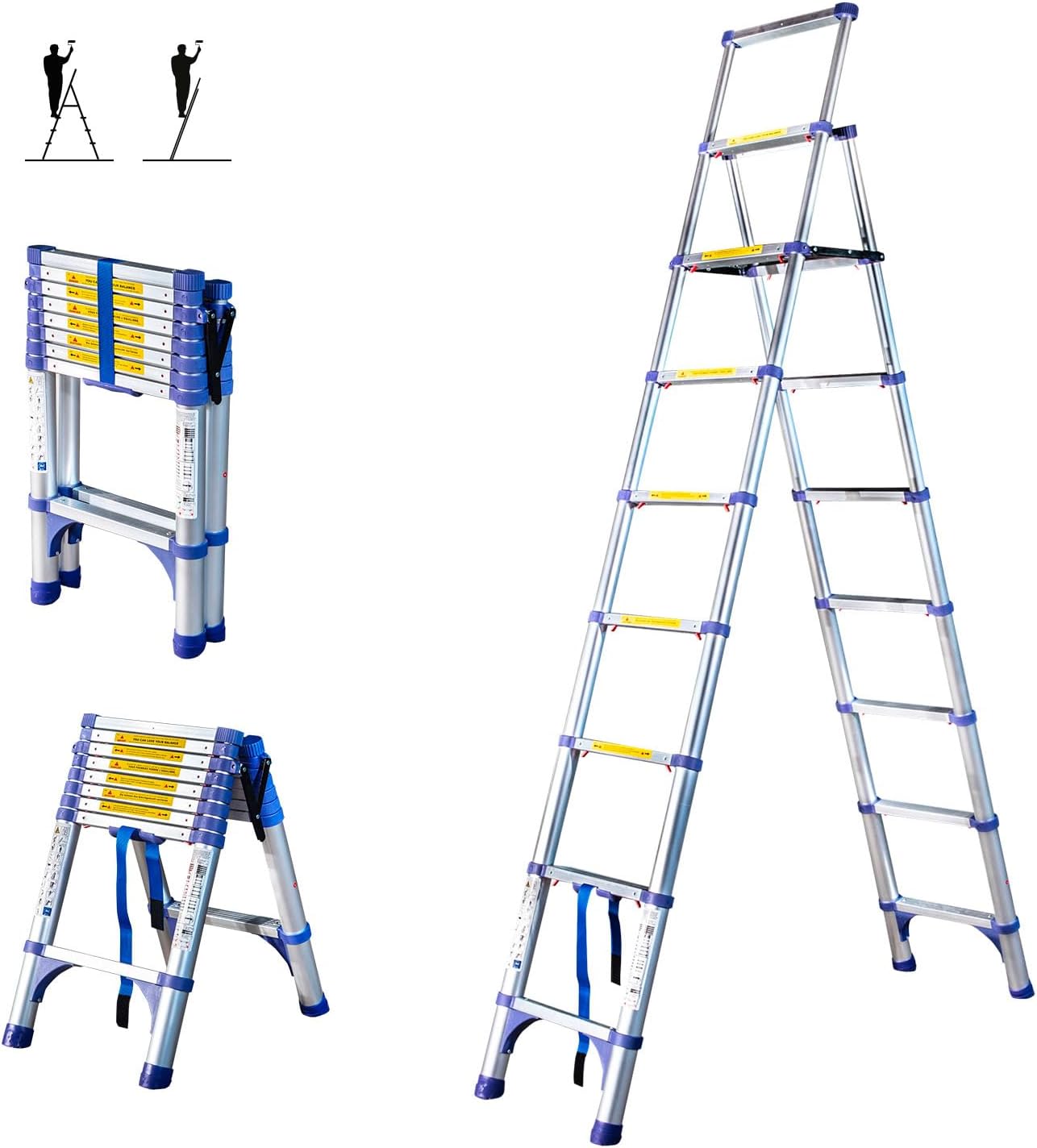 Escabeau 9 marches telescopique EXTENDACT9, Echelle telescopique 2,6m+2 ...