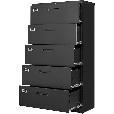Amazon.com: Lorell 5-Drawer Lateral File, 42 by 18-5/8 by 67-11/16-Inch ...
