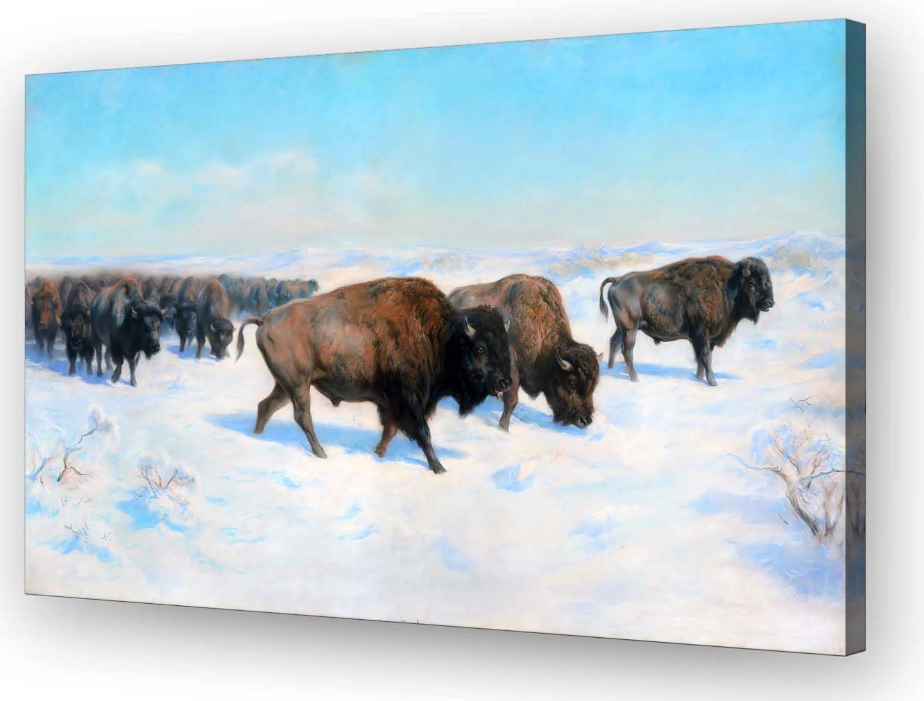 Amazon.com: Wallpicss Vintage Bison Wall Art Framed Canvas Artwork ...