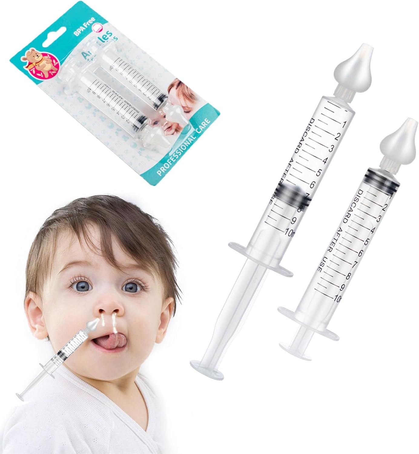 Silicone Baby Nasal Aspirator,Syringe Nasal Irrigator,10ml Nasal ...