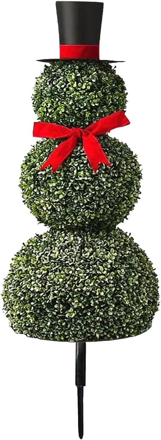 Amazon.com: Artificial Triple Ball Topiary Trees with Gray Planter Pot ...
