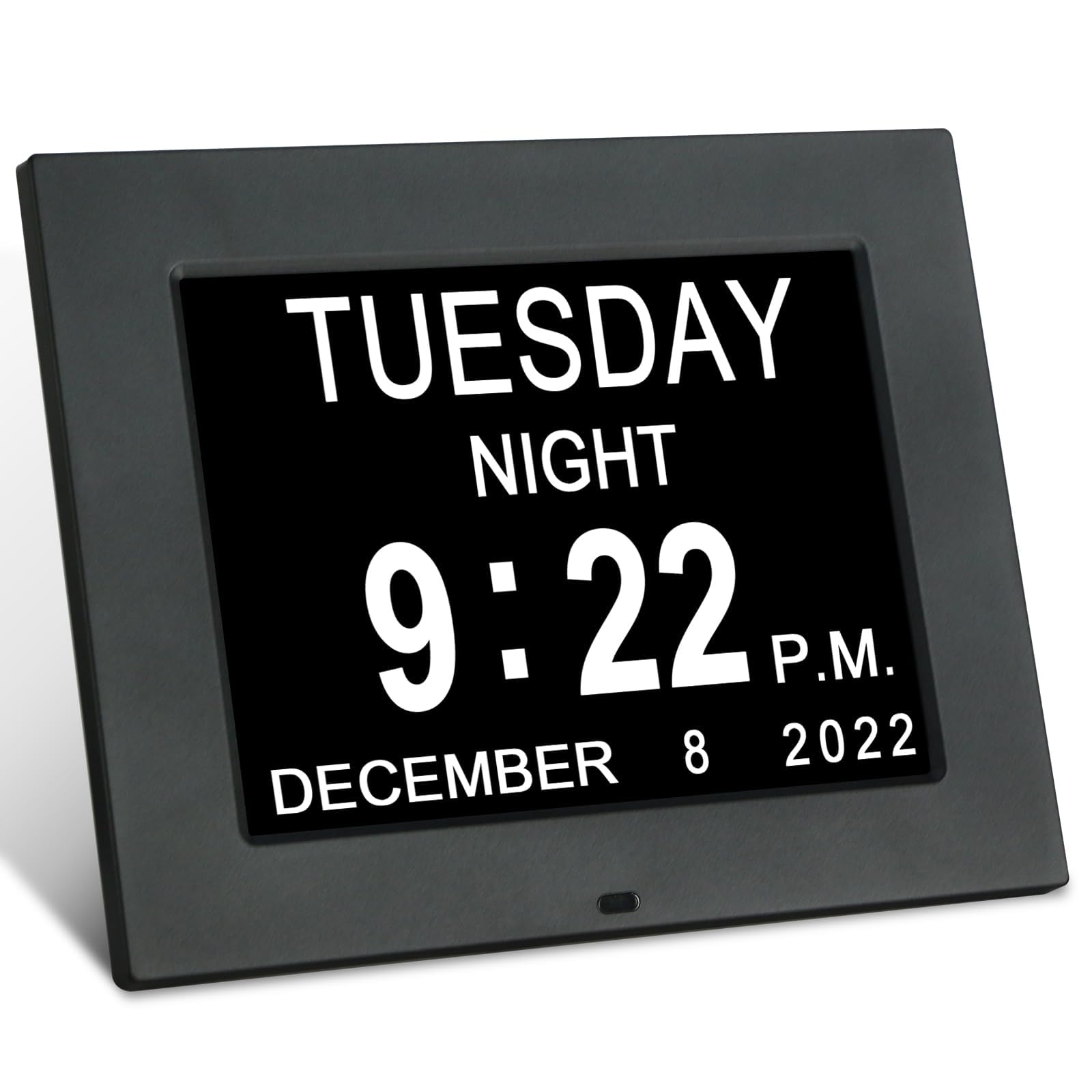 KASTISS 8 inch Digital Calendar Day Clock Black Extra Large Impaired ...