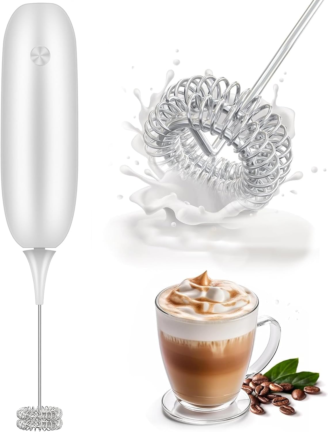 Milk Frother Handheld Whisk Battery Powered Drink Mixer, Milk Frother ...