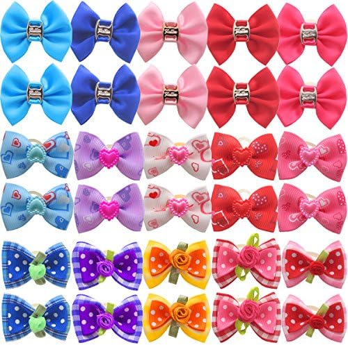 Amazon.com : YOY 24 pcs/12 Pairs Adorable Grosgrain Ribbon Pet Dog Hair ...