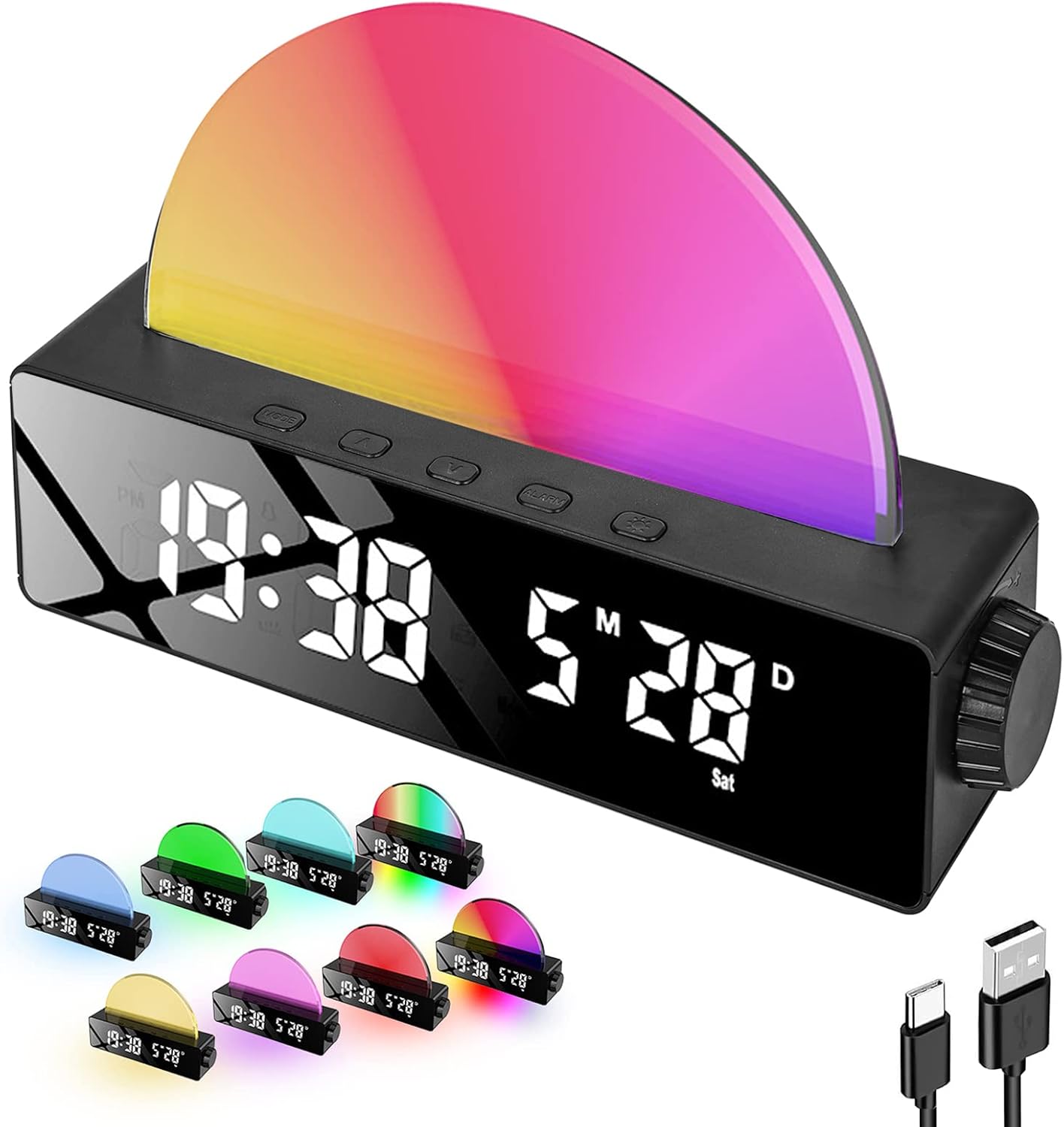 Sunrise Alarm Clock, Usb Rechargeable Sunrise Alarm Clock with Light ...