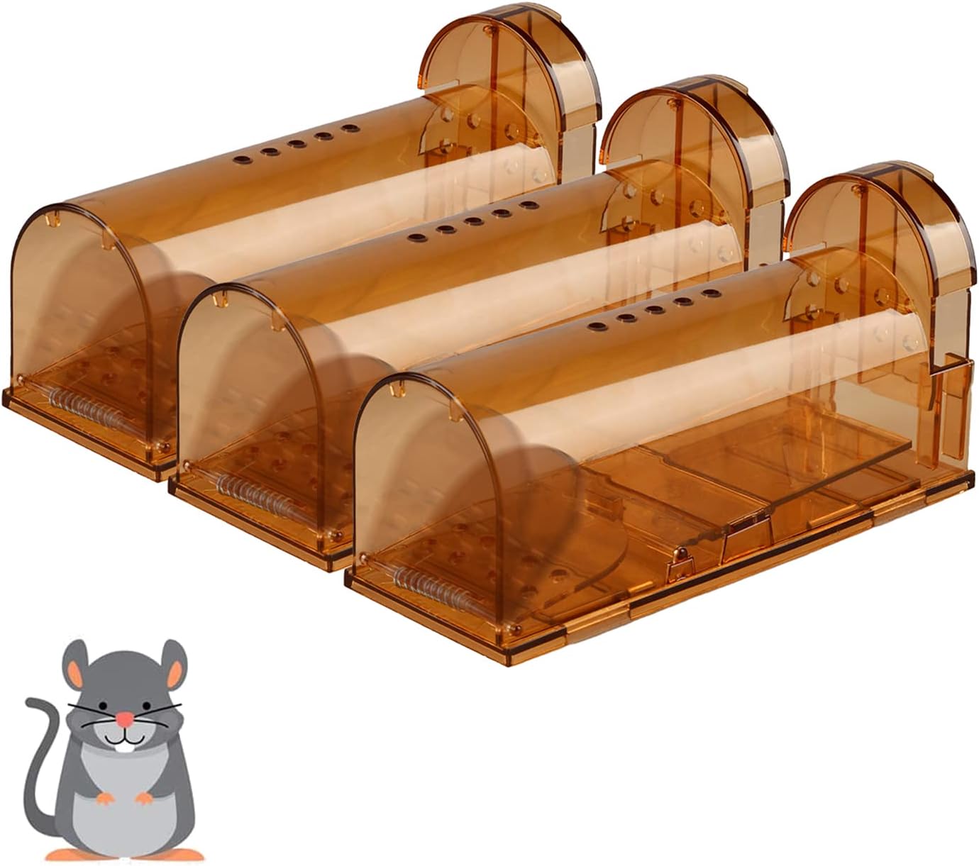3 Pack Humane Mouse Trap, Live Mice Trap Easy to Set, Reusable Durable ...