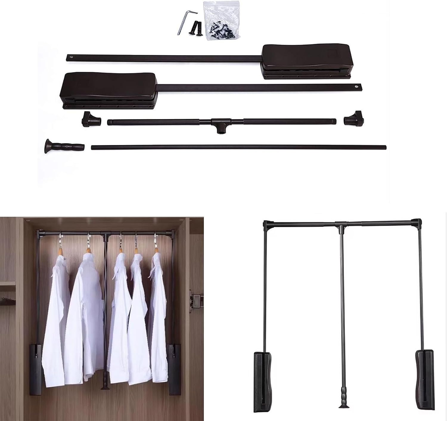Amazon.com: GUODDM Stainless Steel Wardrobe Rail Tube - Extendable Pull ...