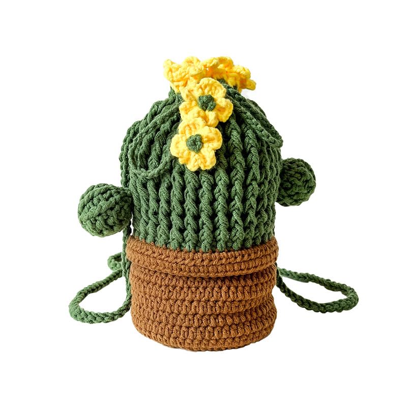 Amazon.com: Handmade Crochet Cactus Crossbody Bucket Bag, Hobo Bag for ...