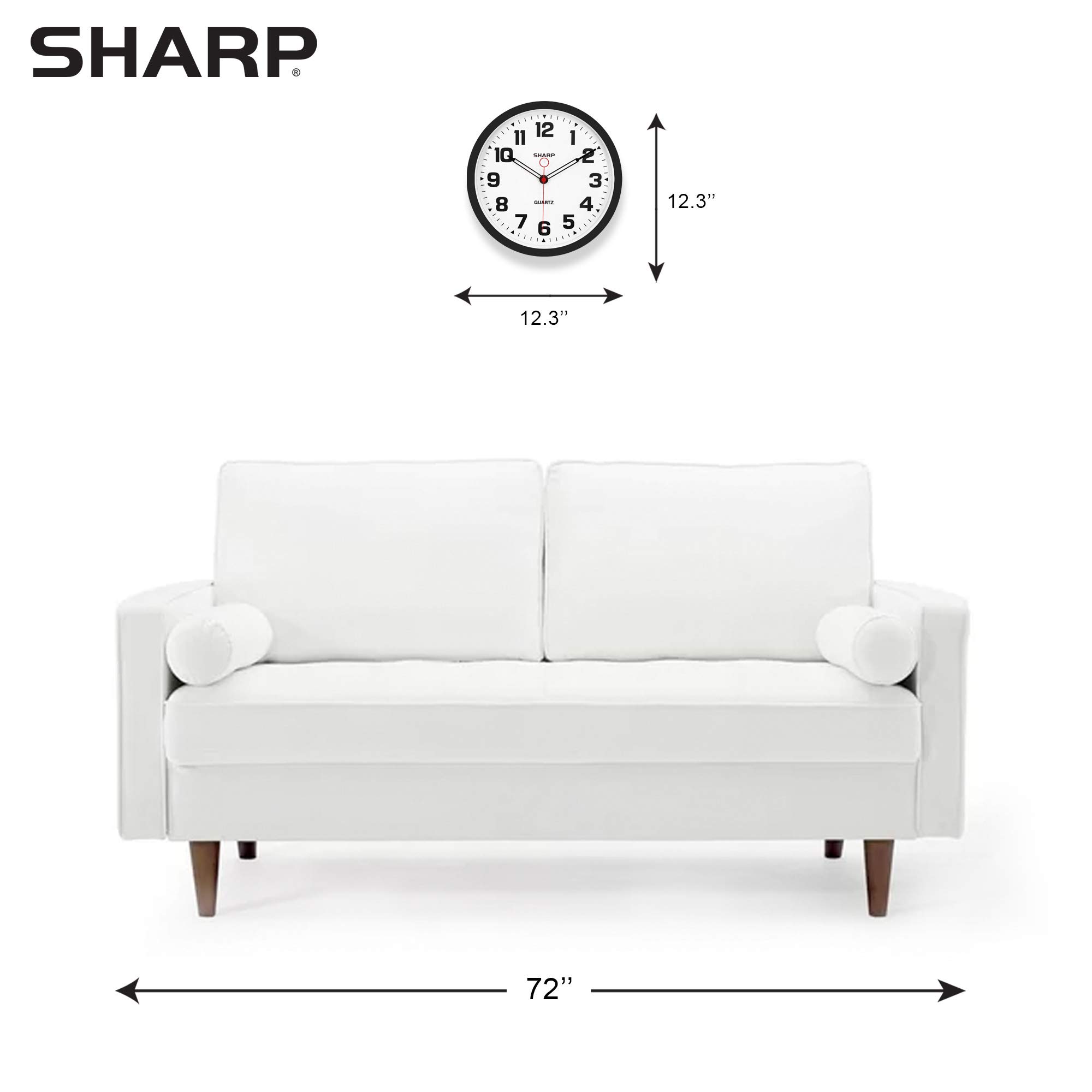 Snapklik.com : SHARP Matte Black Wall Clock 12" Inch Silent Non-Ticking ...