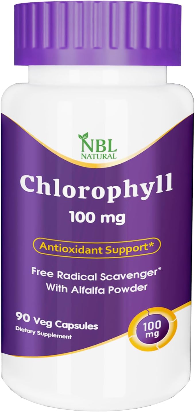 NBL Natural, Chlorophyll 100 mg with Alfalfa Powder, Green Superfood ...