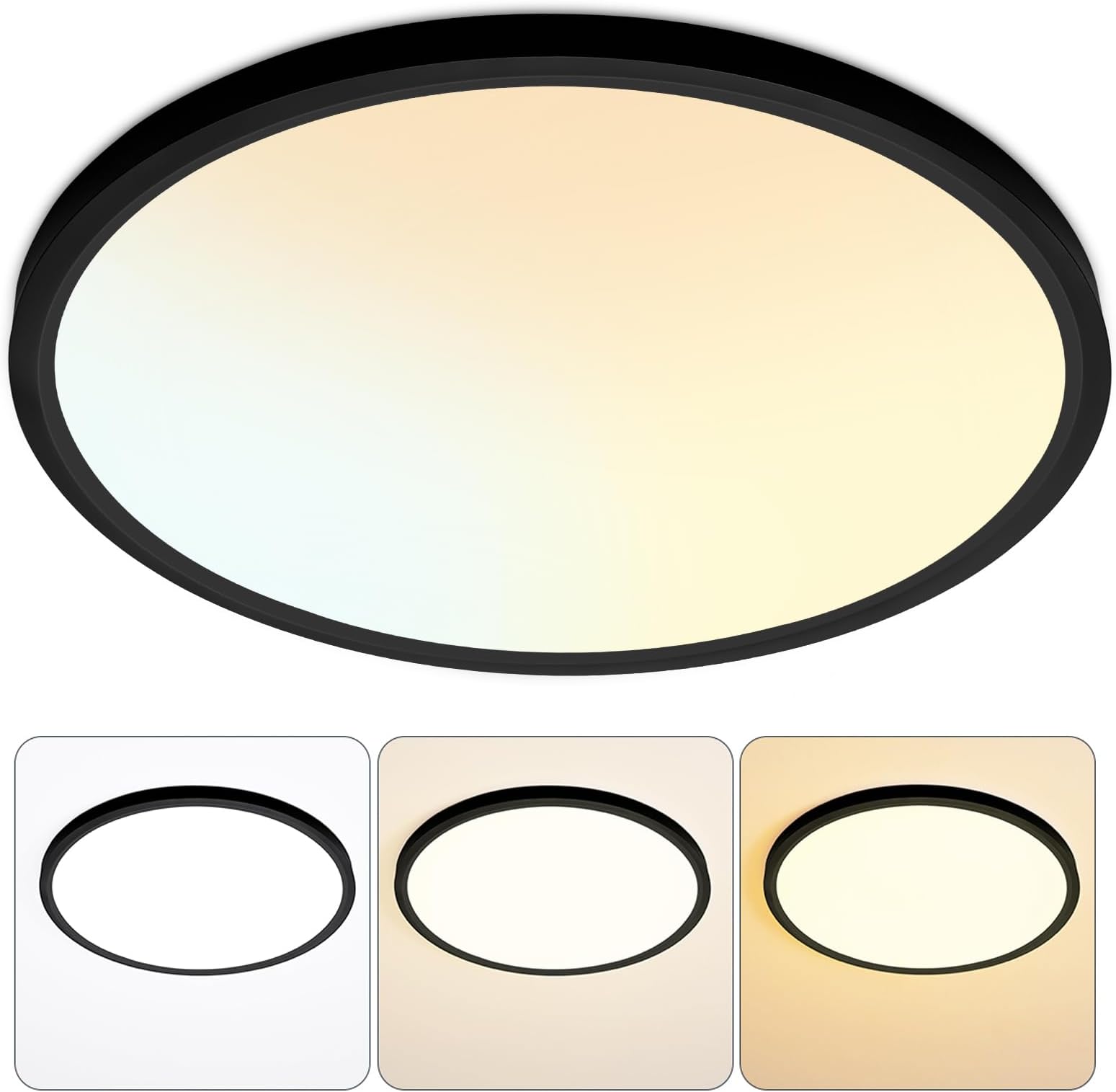 HOVENLA 9 Inch LED Flush Mount Ceiling Light 18W, 5000K Daylight Black ...