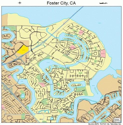 Amazon.com: Large Street & Road Map of Foster City, California CA ...