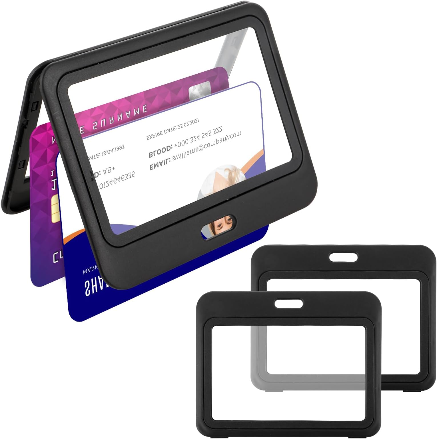 Bewudy 3 Pcs ID Badge Holder with Plastic Clip, Double-Sided ...