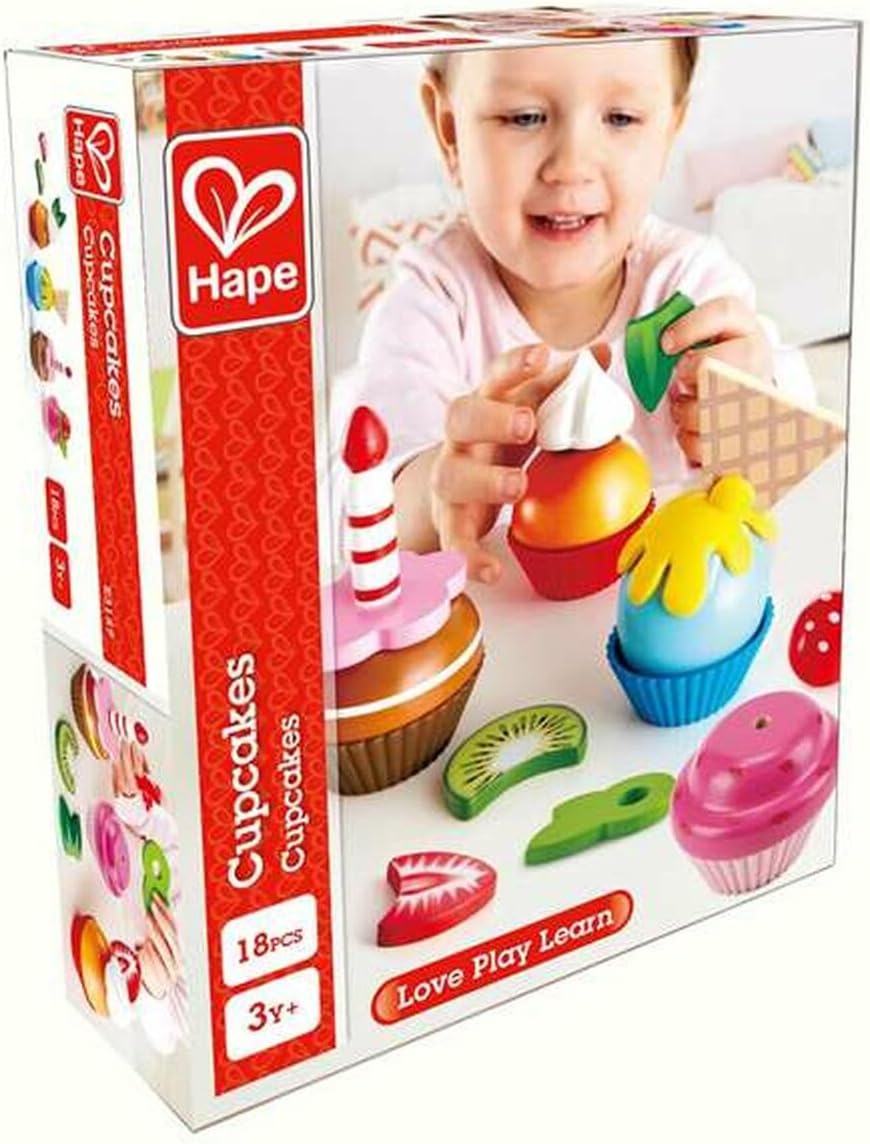 Amazon.com: Hape Cupcakes | Colorful Wooden Cupcakes, Children’S ...