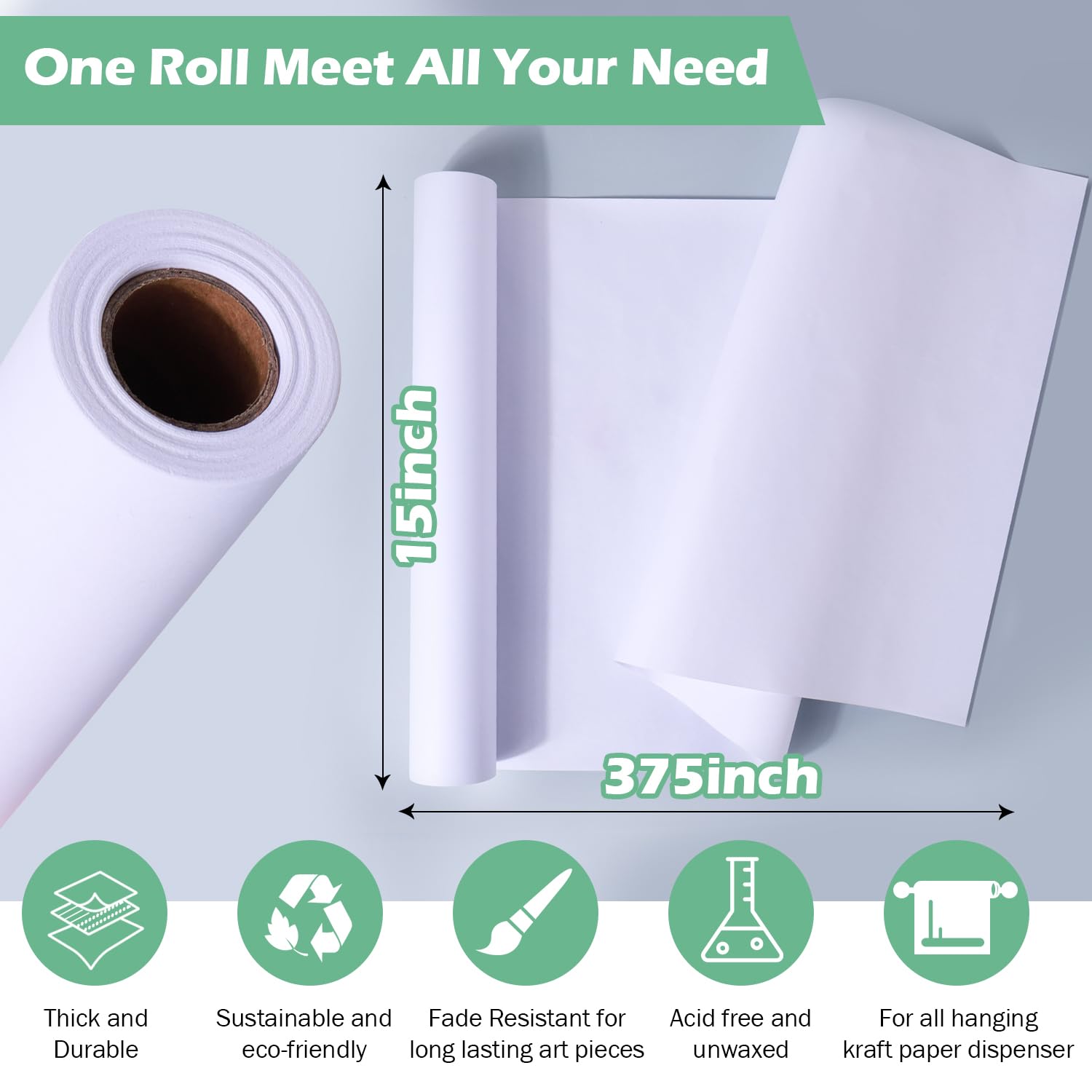 Snapklik.com : White Bulletin Board Paper Roll, 15" X 375" Wrapping ...