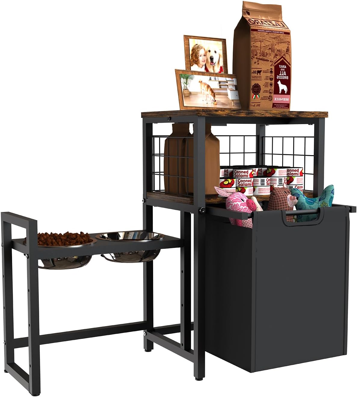 Pet Supplies : SANYOAC Dog Feeding Station with Storage, Dog Food ...