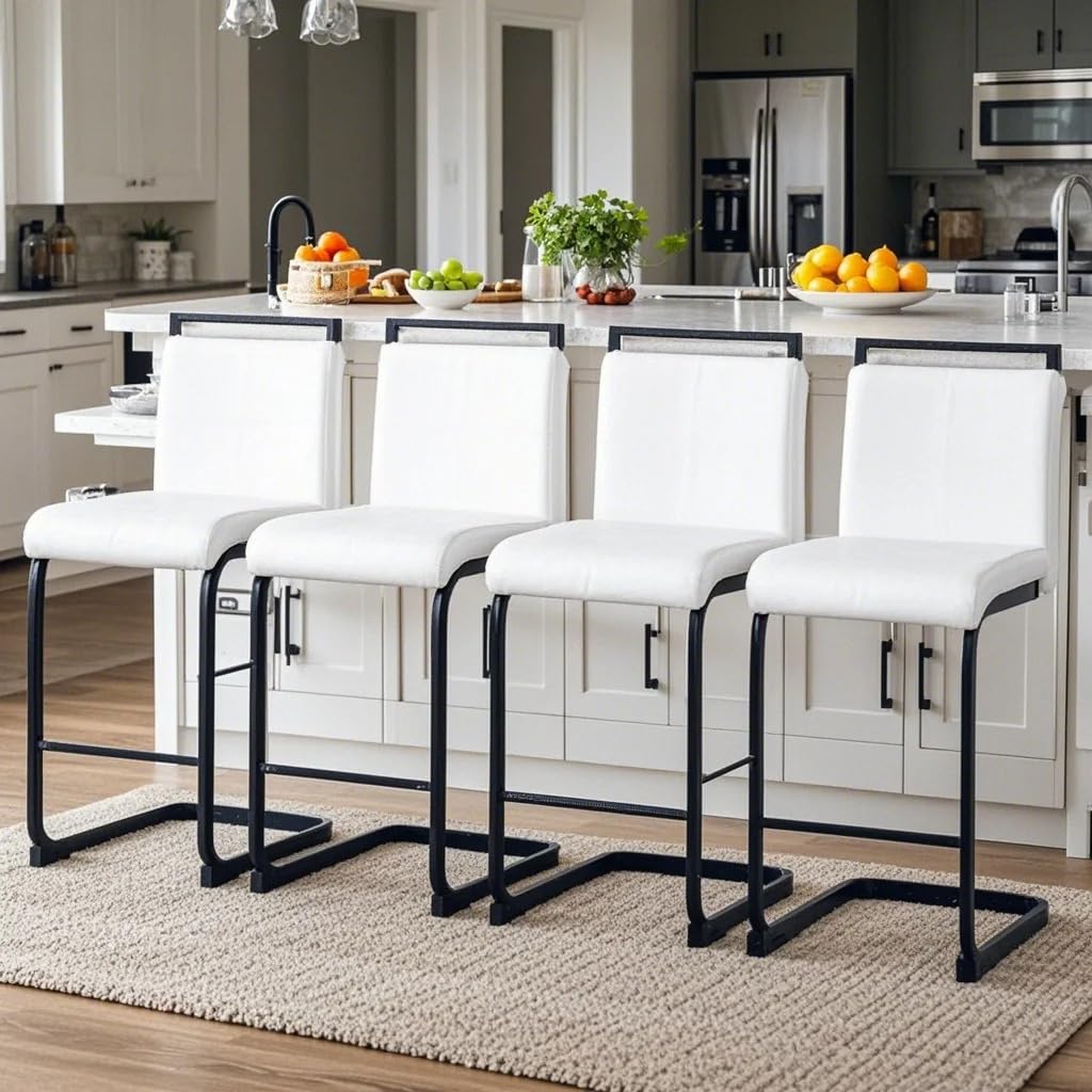 Amazon.com: Rejeke Counter Height Bar Stools Set of 4,25" PU Leather ...