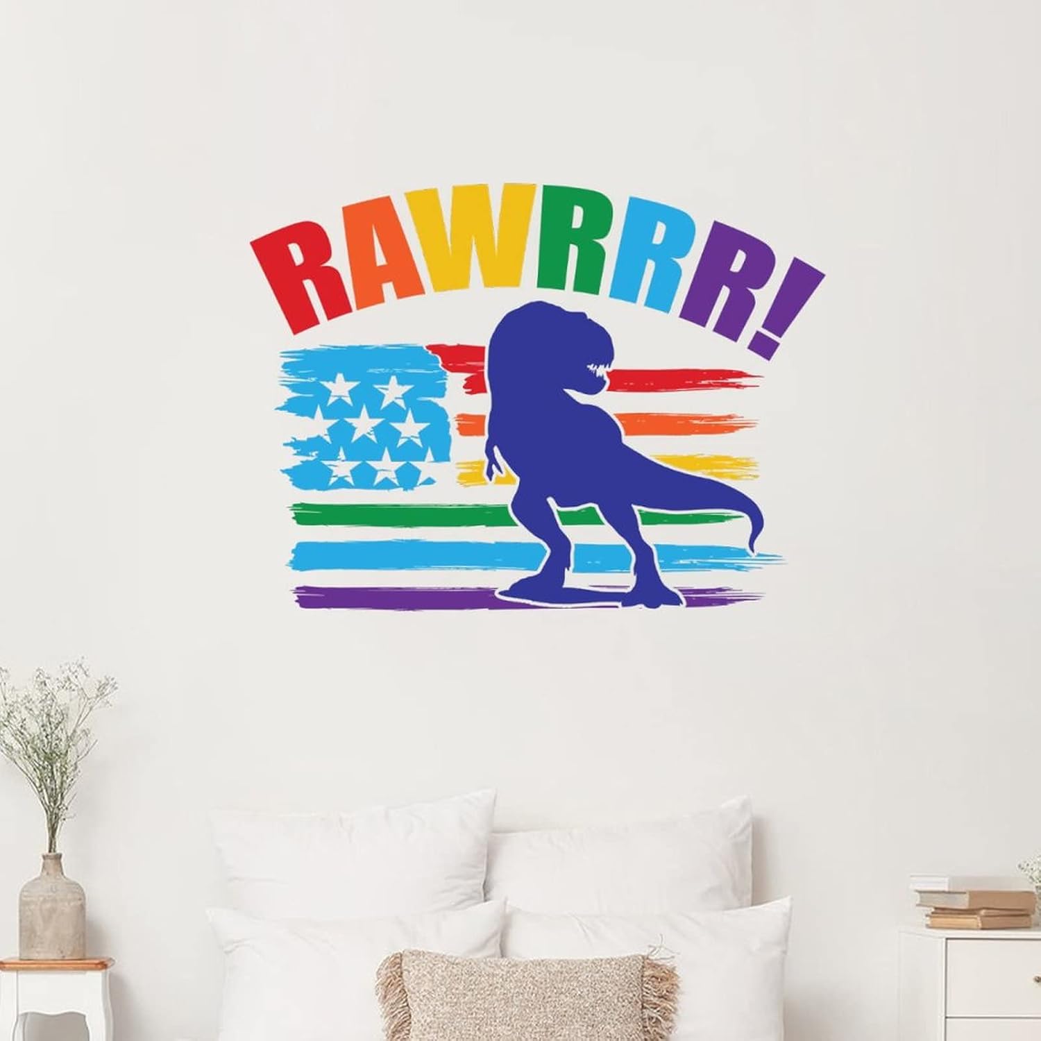 Amazon.com: Dinosaur LGBT Us Flag Vinyl Wall Stickers Peel and Stick ...