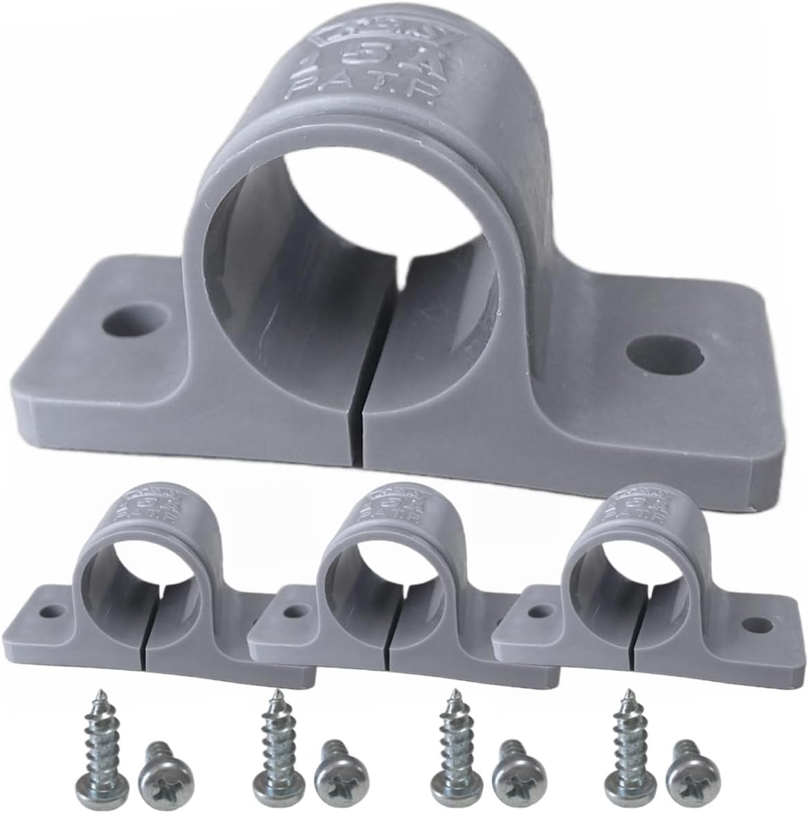 Amazon | 興栄化成 樹脂サドルバンド 60.5mm パイプ固定金具 塩ビ管 VP50 配管 留め具 壁 ビス付 灰 4個 KFBS01 ...