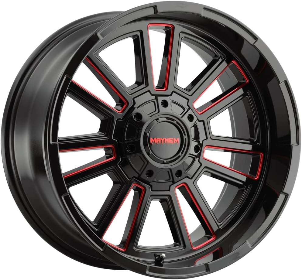 Amazon.com: MAYHEM APOLLO 8115 GLOSS BLACK MILLED PRISM RED MILLED 20X9 ...
