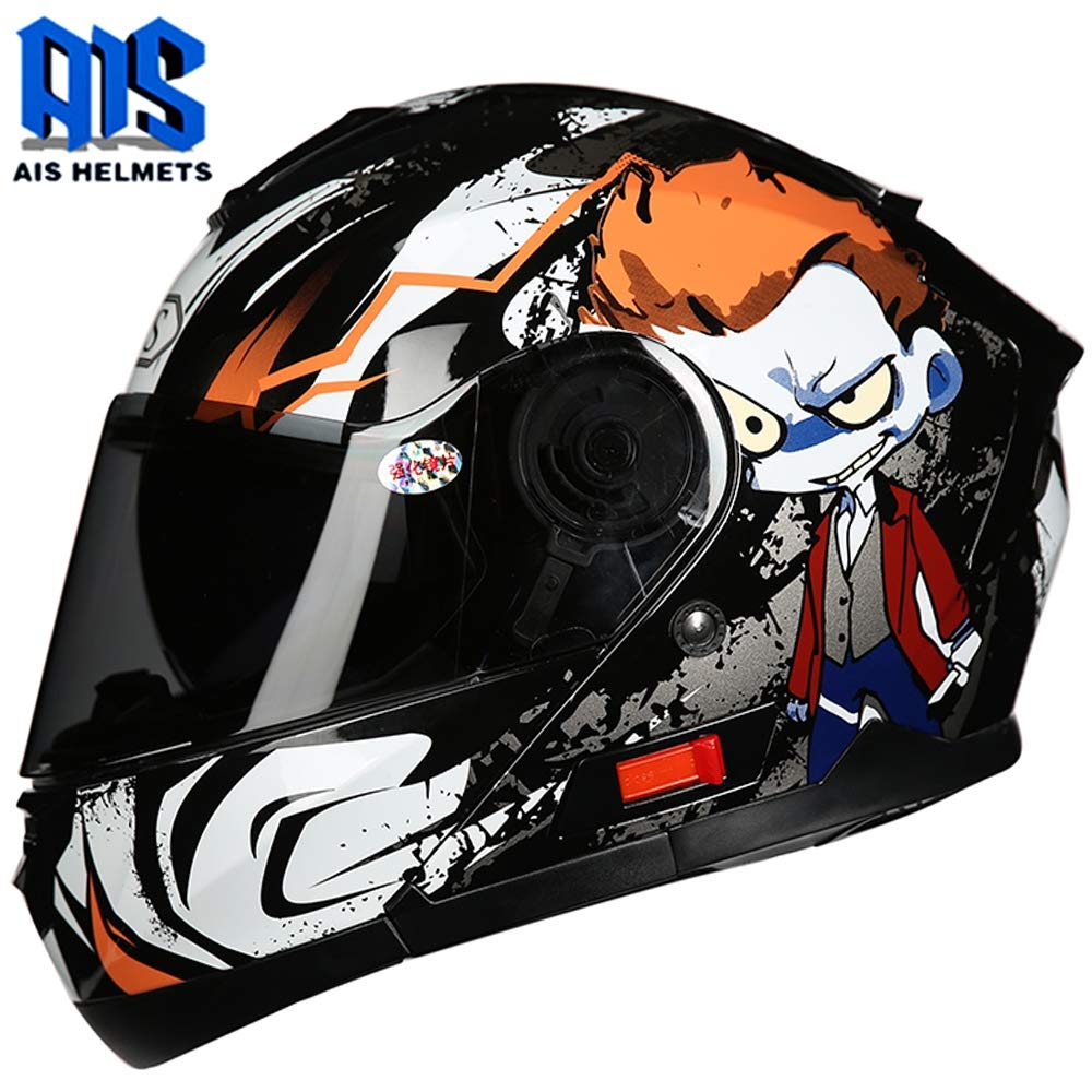Yasule Orange Hair Alien Motorcycle Helmet Adult Double Lens Off ...