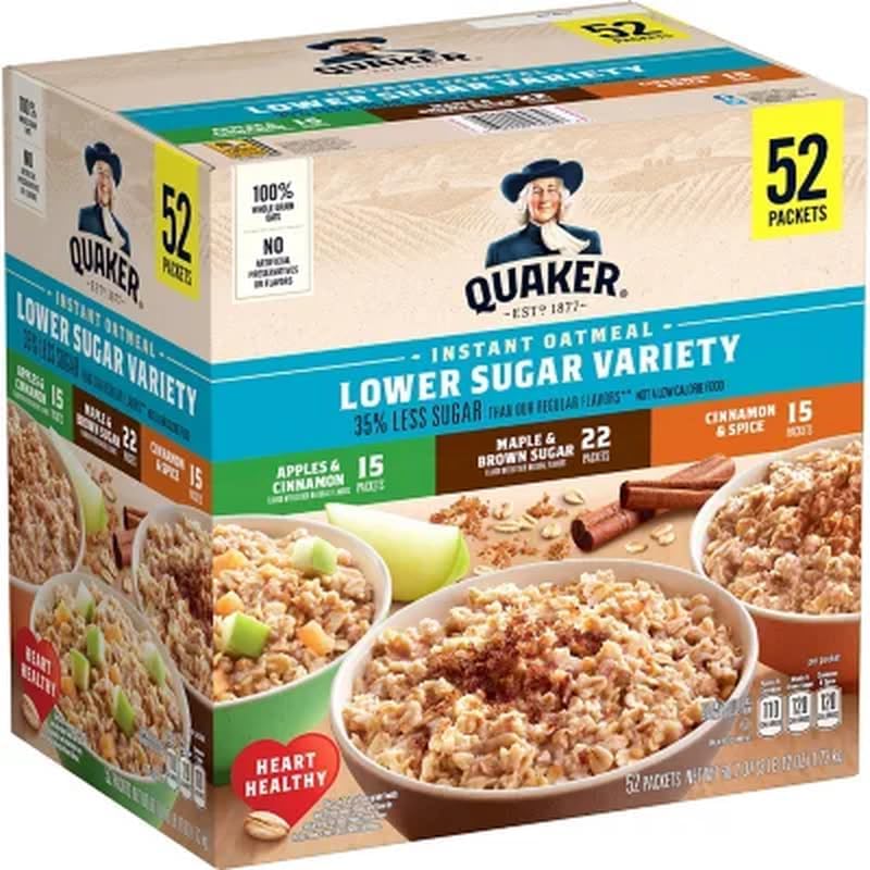 Amazon.com: Generic Quaker Lower Sugar Instant Oatmeal, Variety Pack ...