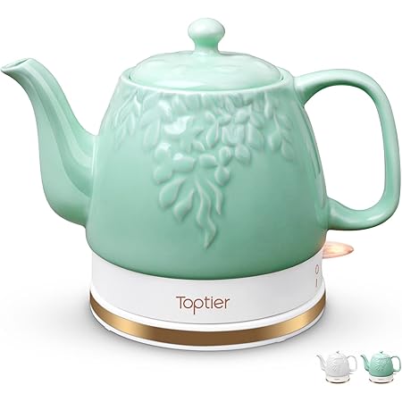 Amazon.com: Toptier Electric Ceramic Tea Kettle, Boil Water Quickly and ...