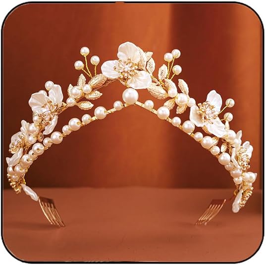 Amazon.com: Gortin Flower Crown Bride Wedding Headband Gold Leaf Bridal ...