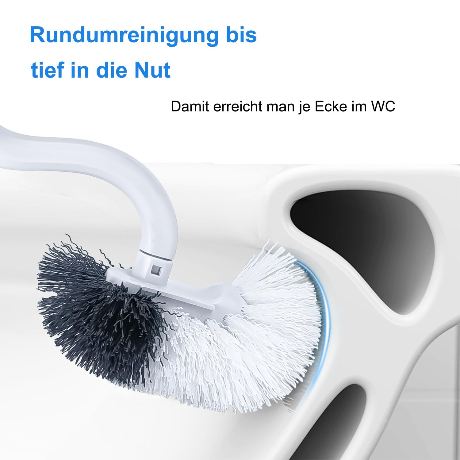 SUIXI 2 Pack Toilet Brush, Curved Design Angled Cleaner Brush Scrubber ...