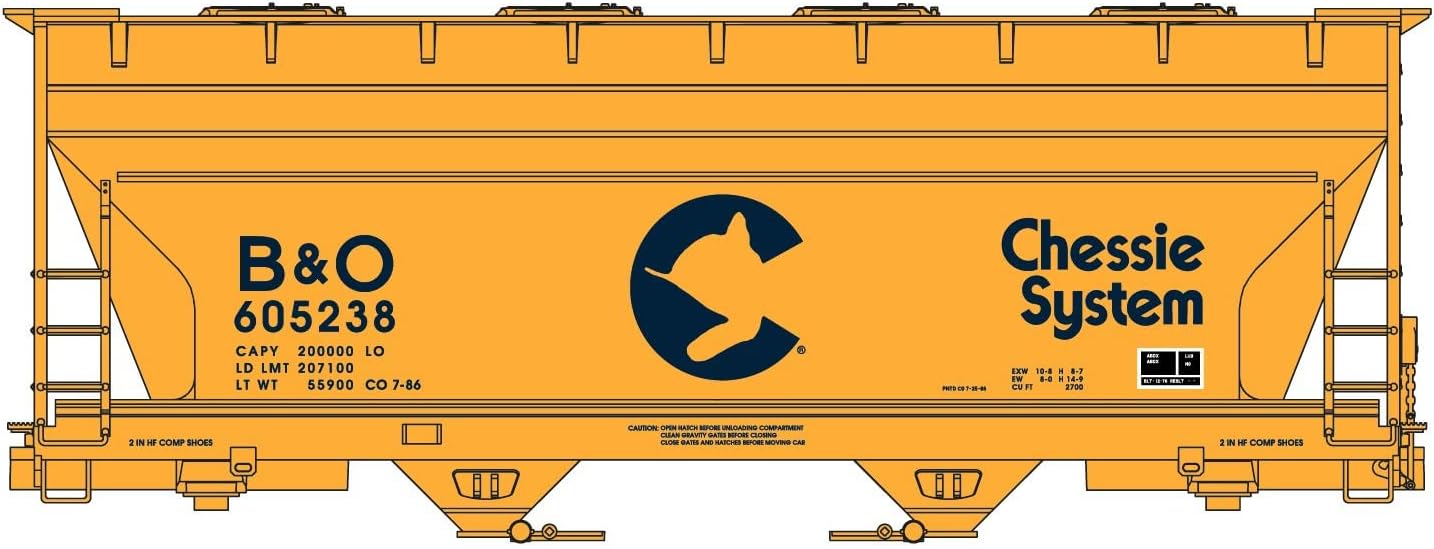 Amazon.com: Accurail HO Scale Kit ACF 2-Bay Covered Hopper Chessie ...